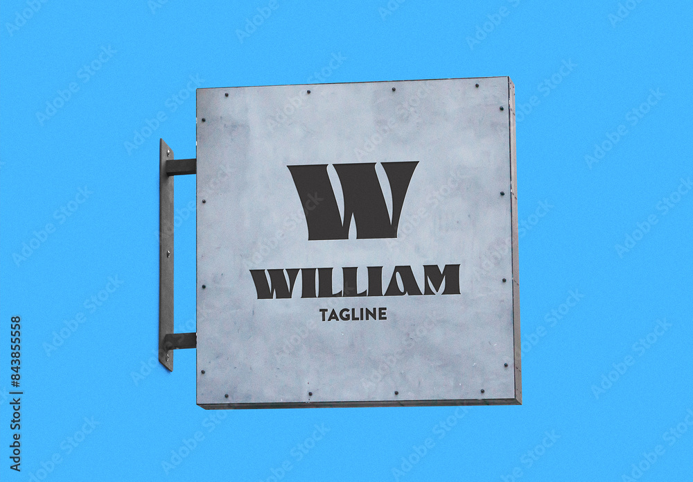 Logo Mockup Template Style Effect Wall Badge Sign Signboard Metal Text ...
