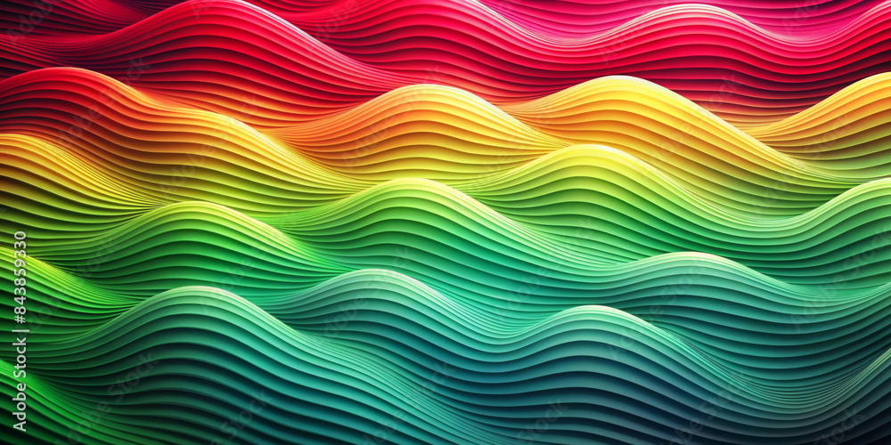 Vibrant layers of colors create a wavelike pattern that gives a sense ...