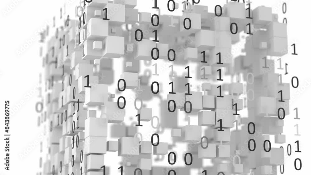sci-fi minimalist technology binary numbers with cubes software 3d ...