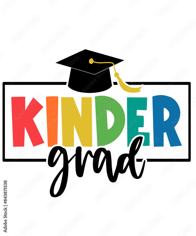 Graduation kindergarten kinder grad typography clip art design on plain ...