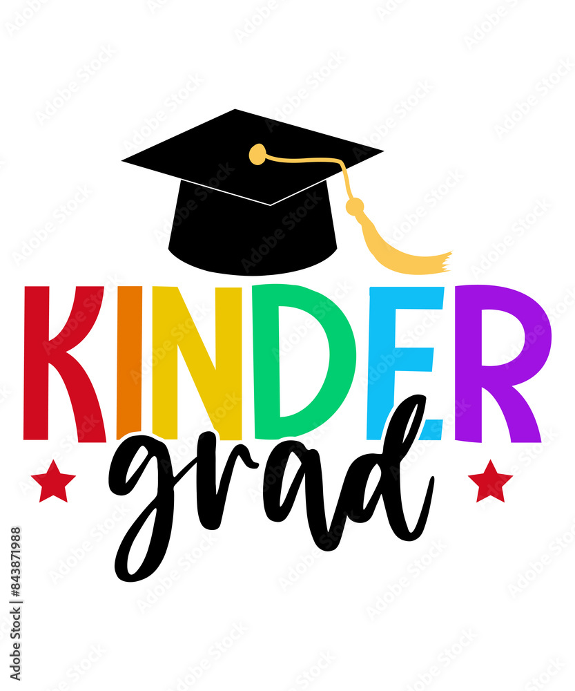 Graduation kindergarten kinder grad typography clip art design on plain ...