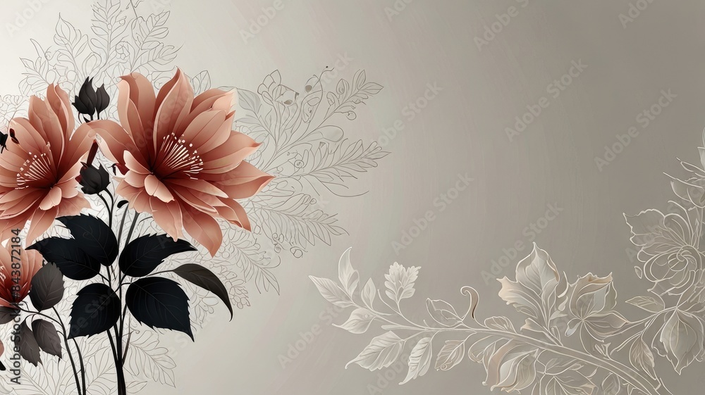 Elegant Floral Design in Minimalist Background for wallpapers, posters ...
