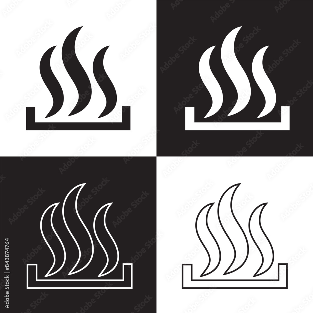 Set of heat icons. Wavy up arrows symbols, steam moving up. Heat wave ...