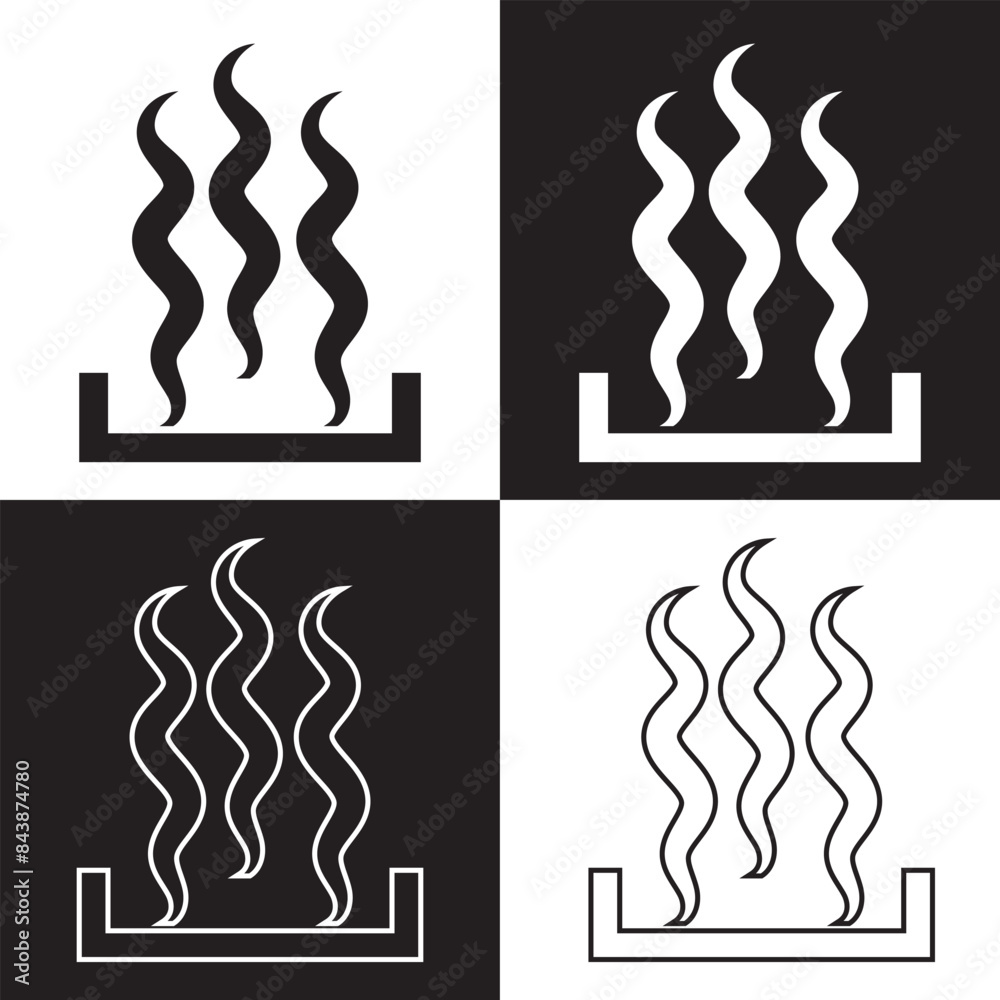 Set of heat icons. Wavy up arrows symbols, steam moving up. Heat wave ...