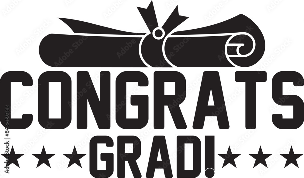 Graduation congrats grad typography clip art design on plain white ...