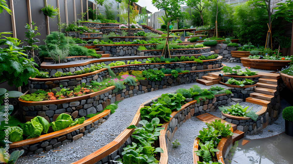 Vegetable Terraced Garden, multiple levels of raised beds for growing a ...