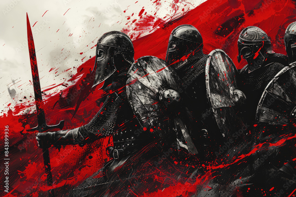 splat smear , epic dark age battle scene warriors Celtic ridge helmet ...