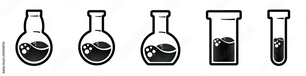 Vector drawing of glass tubes, flasks for chemical experiments. Glass ...