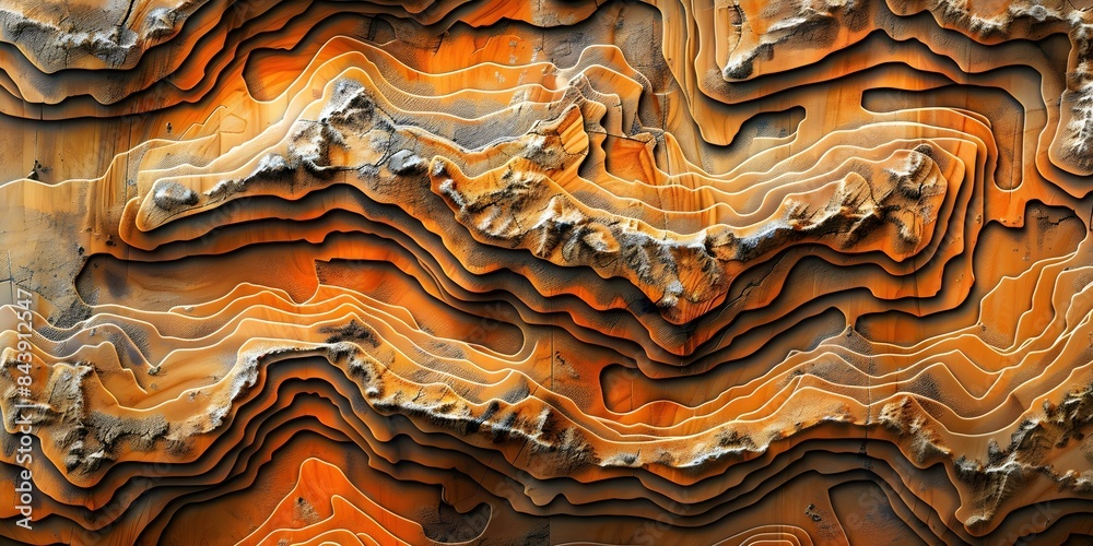 Visual representation of terrain features including contours, trails ...