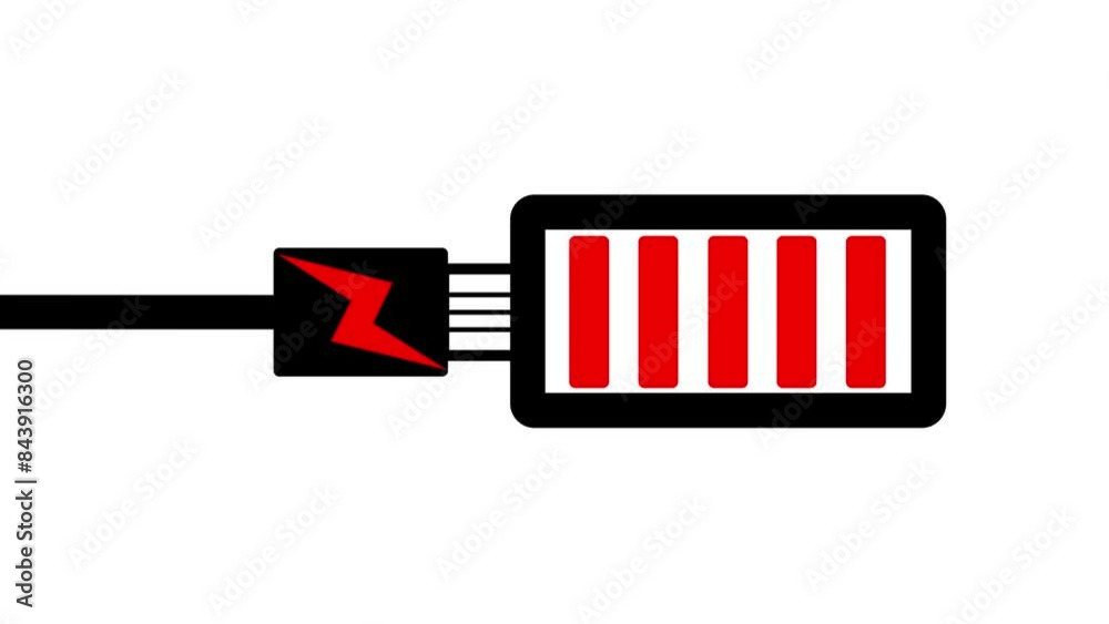 Battery charging icon on black background render are being fully ...