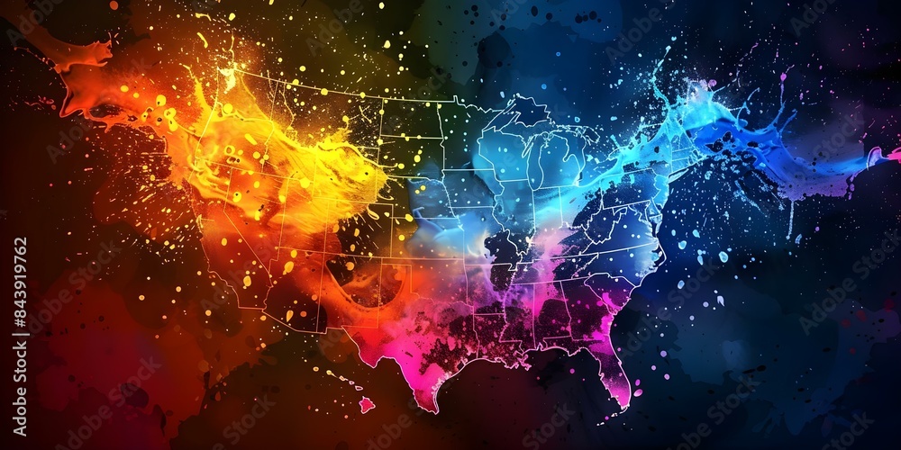 Vibrant USA Election Map with Eye-Catching Points Showing Voting ...
