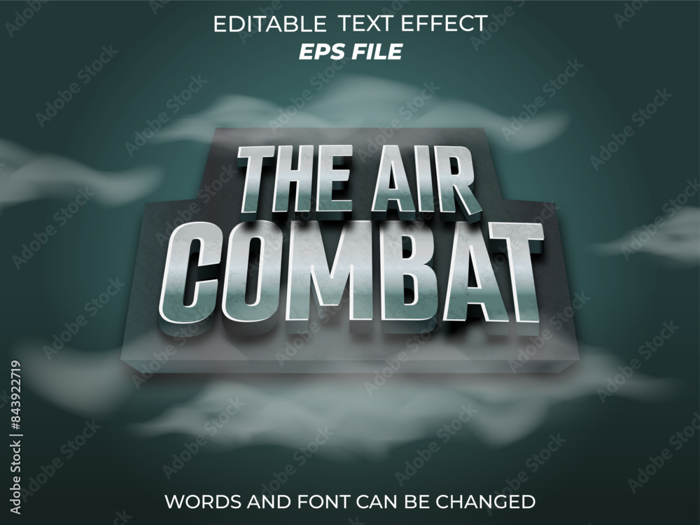 the air combat text effect, font editable, typography, 3d text for ...