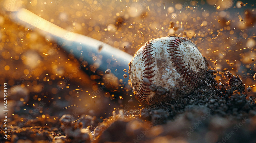 A close up of Ball of baseball on the fresh green grass lawn of the ...