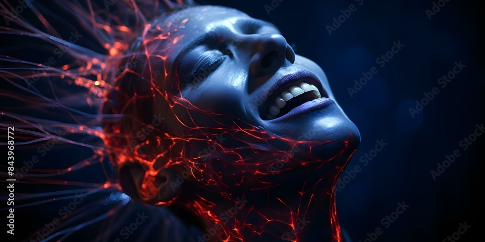 Person wincing in pain lines showing nerve pathways sharp shooting pain ...