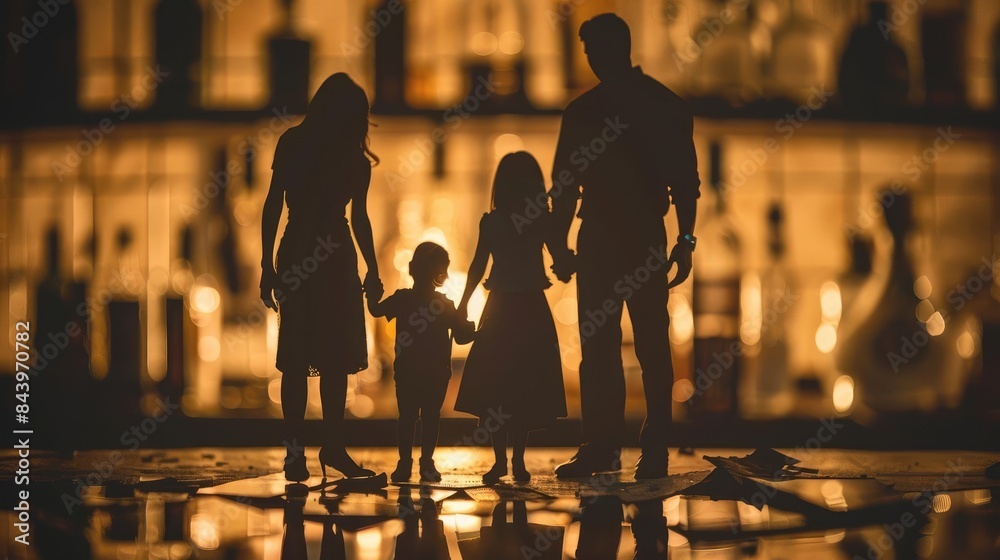 Broken Family Silhouettes of a broken family or shattered family photo ...