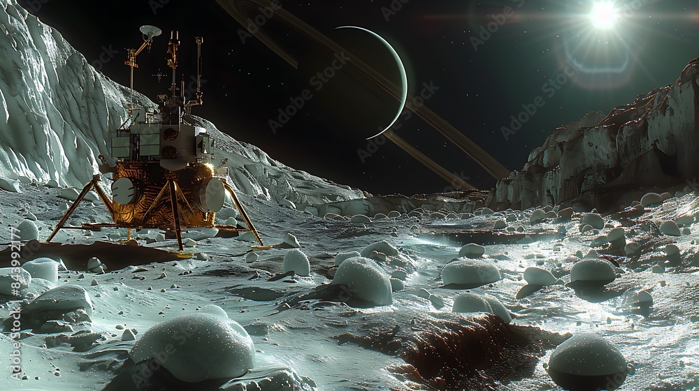 probe exploring the icy surface of Miranda within the Solar System one ...