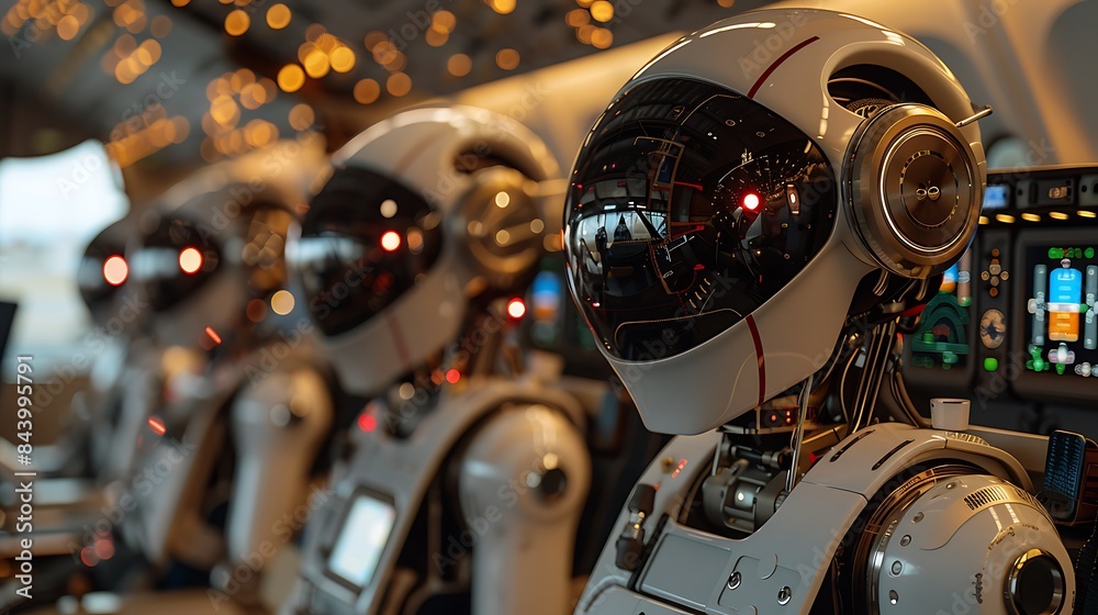 robotic Captain and First Officer managing the cockpit of an ...