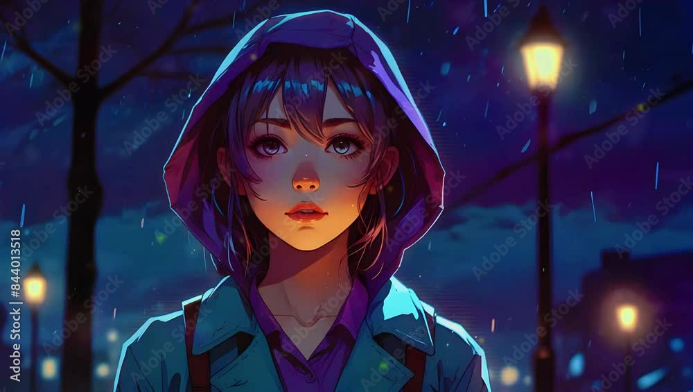 A Lofi Girl 2d cartoon character, day night passion anime girl ...