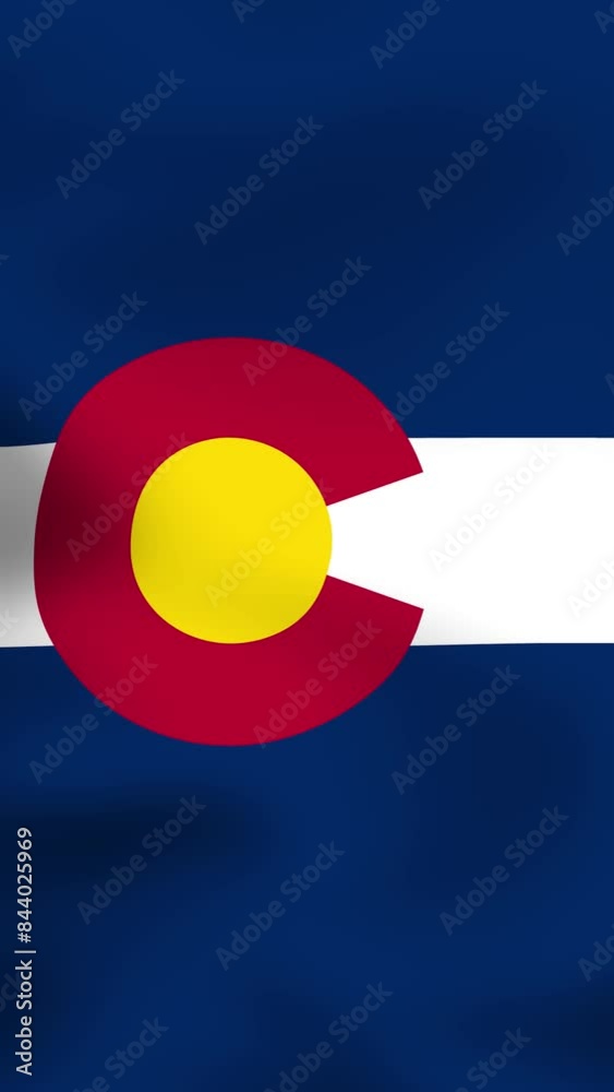 Vertical, portrait, waving national flag of State Colorado. Smooth ...