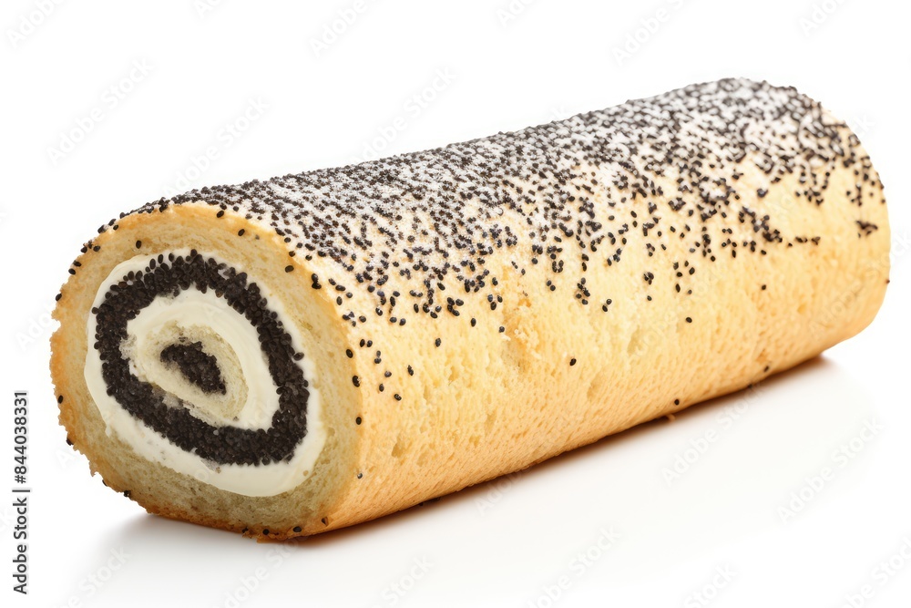 Poppy Seed Swiss Roll, Round Sponge Cake Isolated, Sliced Rolled ...