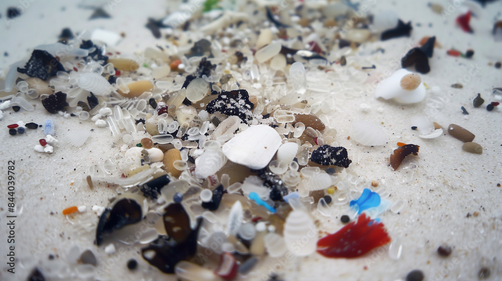 microplastics in the ocean. plastic pollution harming health. Stock ...