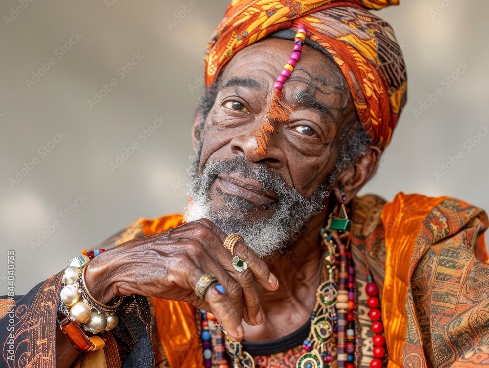 Man dark skin wearing skinny old man with beard, full body short, old ...