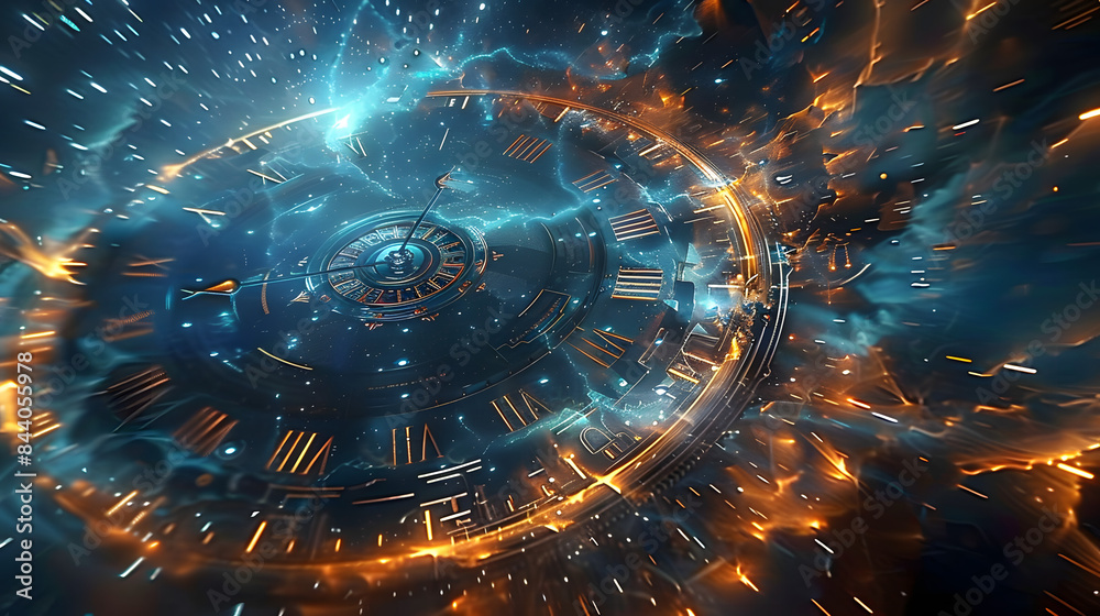 Time Travel Technology Background with the concept of Clocks and Time ...