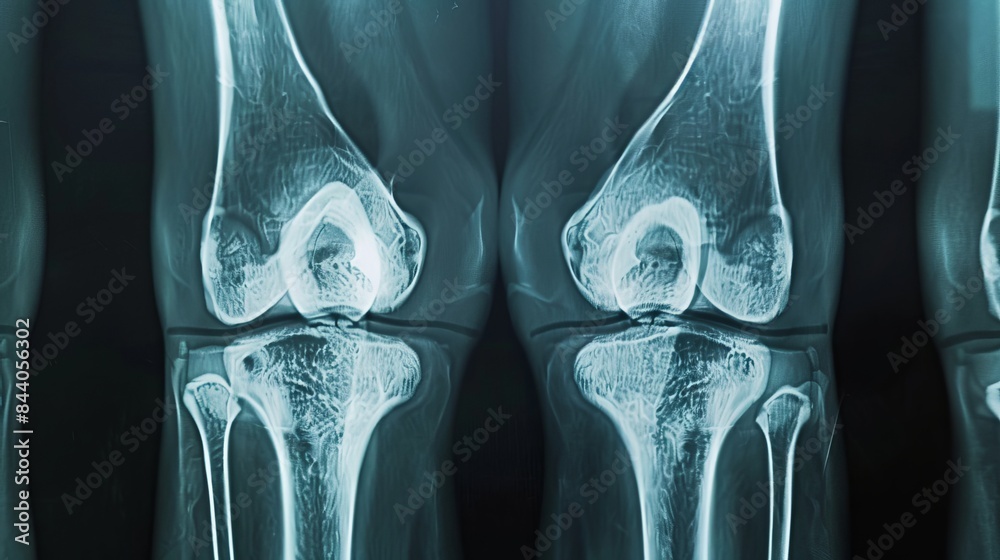 Visual representation of knee pain trauma through an X-ray image ...