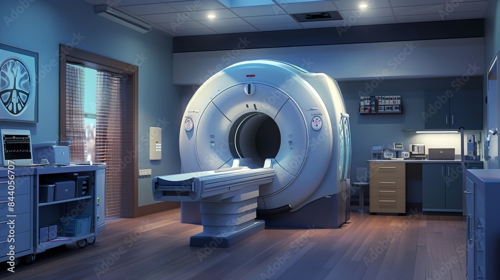Hospital radiology room featuring an MRI scanner and X-ray machine ...