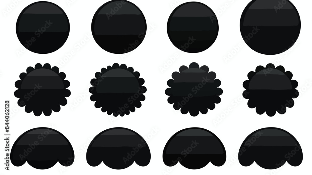 Black Scalloped circle shape set. Clipart image iso Stock Vector ...