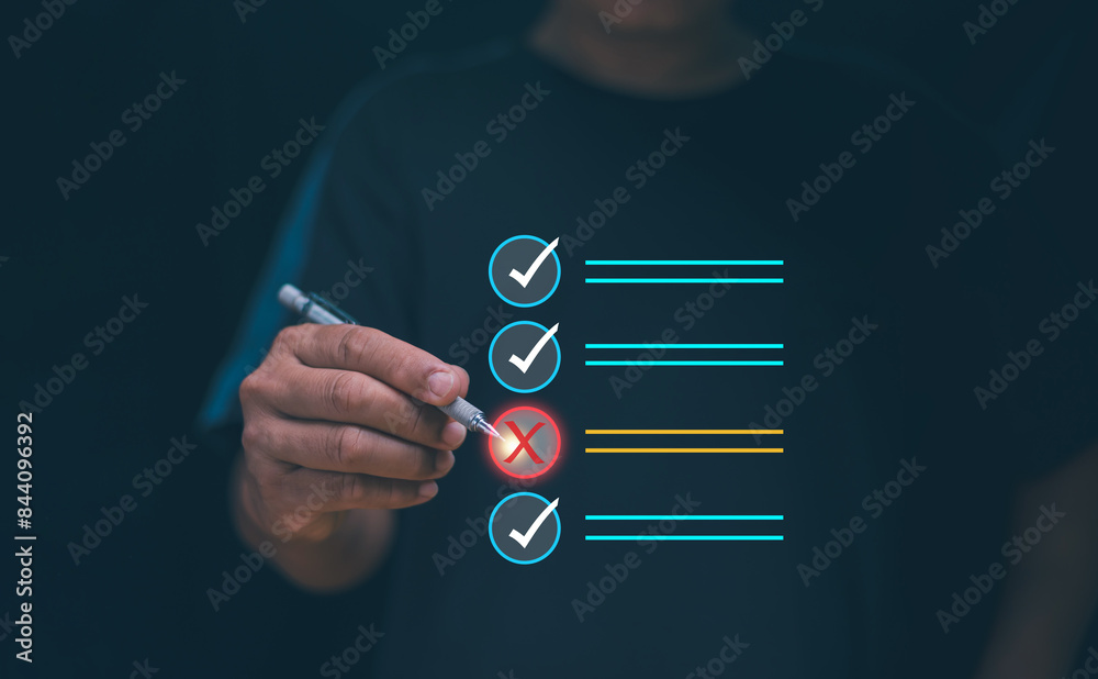 Checklist and approve concept, Checking mark on checklist, Businessman ...