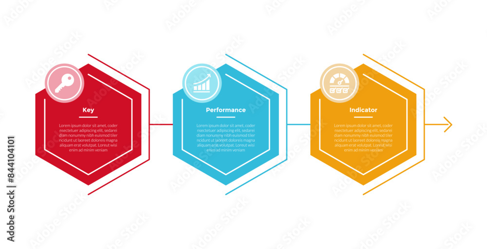 KPI key performance indicator infographics template diagram with hexagon and circle badge header ...