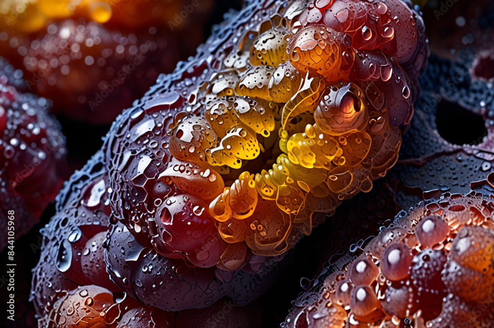 Detailed Microscopic Image of Grape Skin Cells with Color Gradients and ...