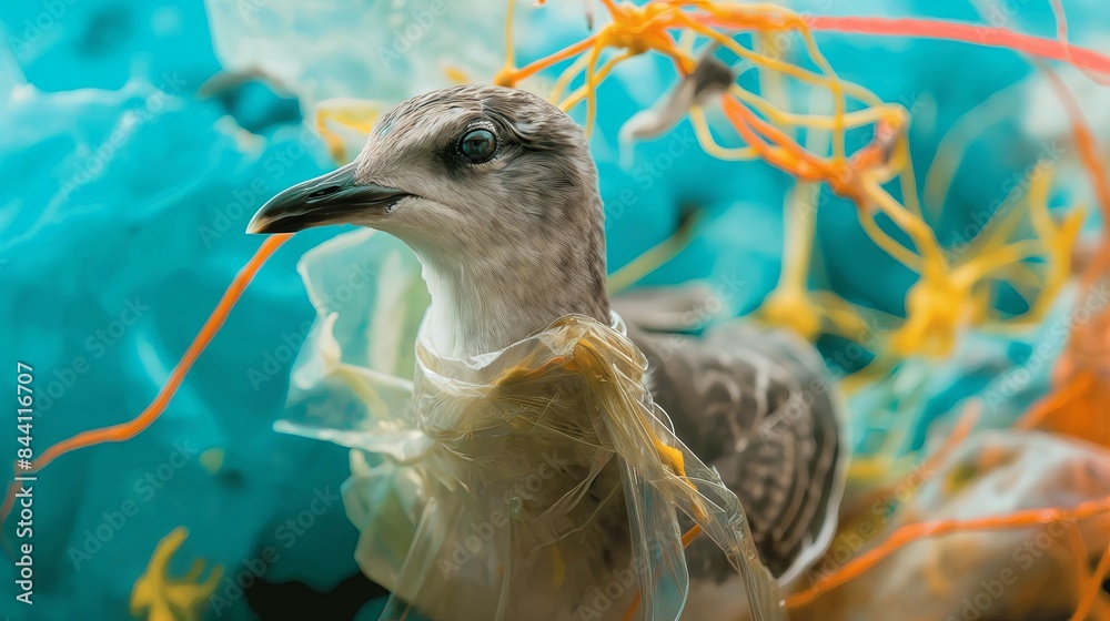 Bird entangled in garbage: Photos of birds entangled in plastic bags or ...
