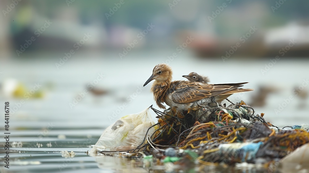 Bird entangled in garbage: Photos of birds entangled in plastic bags or ...