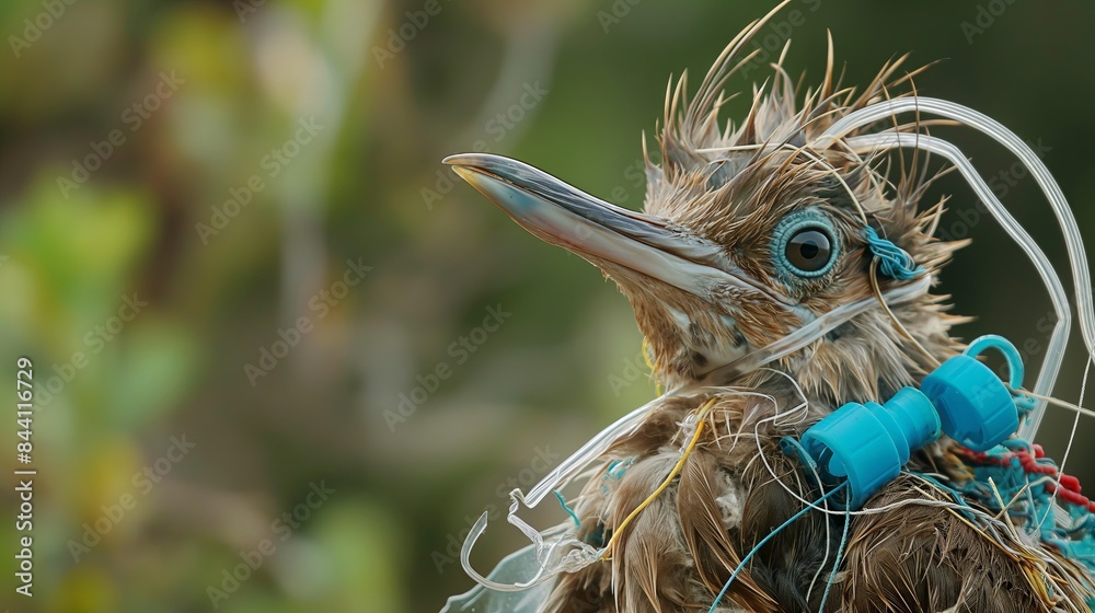Bird entangled in garbage: Photos of birds entangled in plastic bags or ...