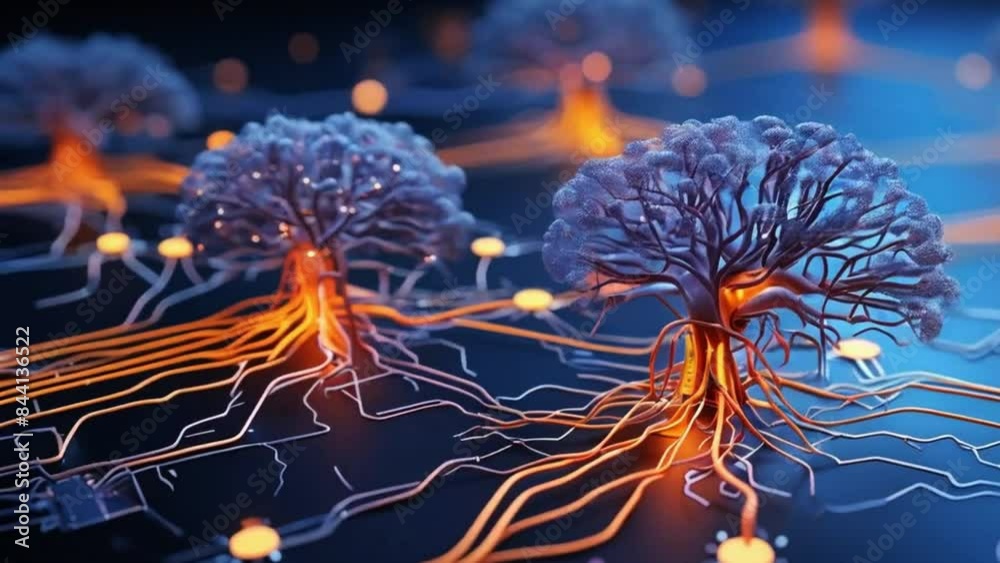 3d mockup of the electrical connections between neurons in the human ...