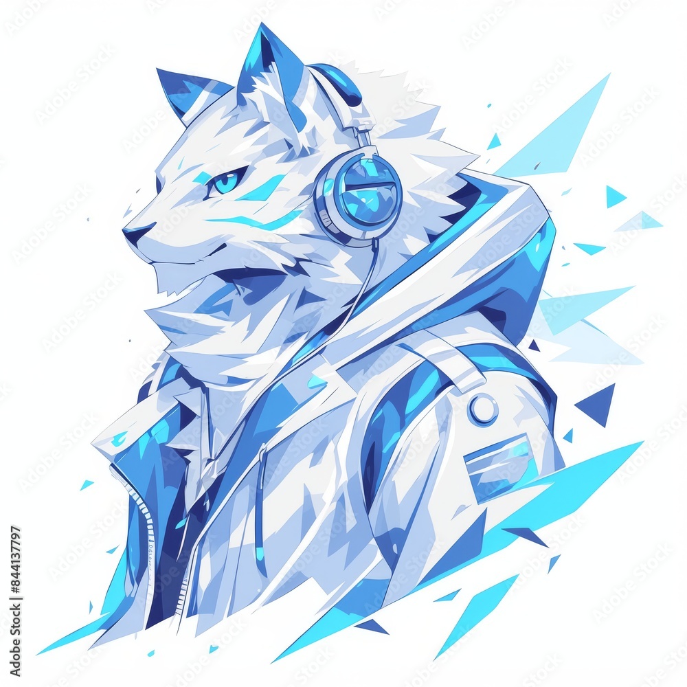 A futuristic symbol of gaming unity, a stylized animal, outfitted with ...