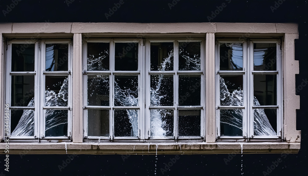 Liquid repelling outside window, dripping, dripping, transparent, wood ...