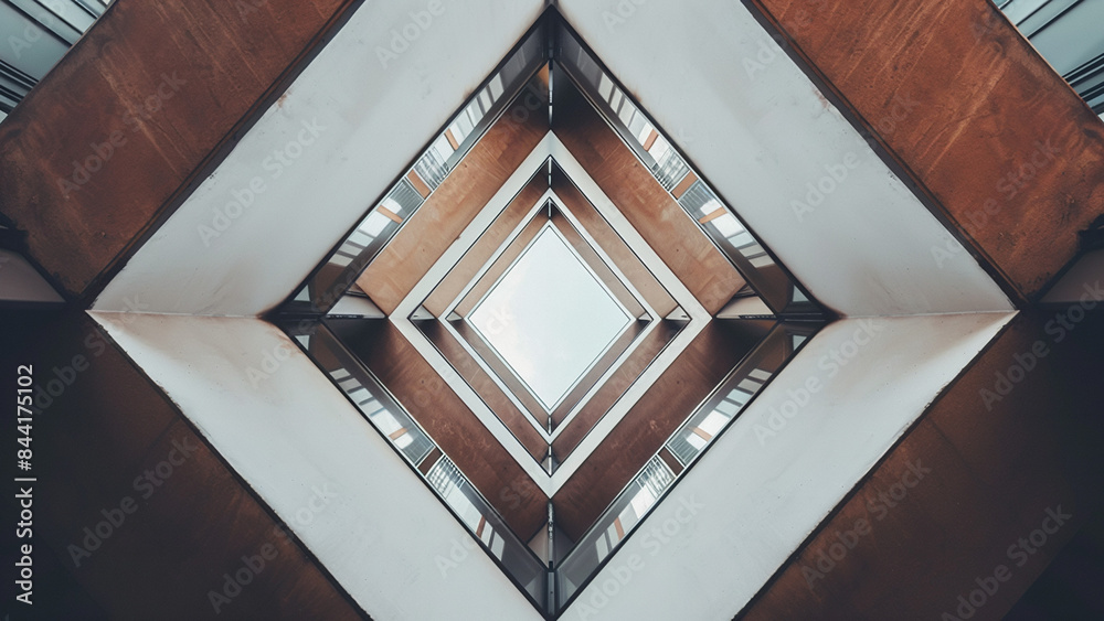 Symmetrical Interior View of Modern Architectural Design with Geometric ...