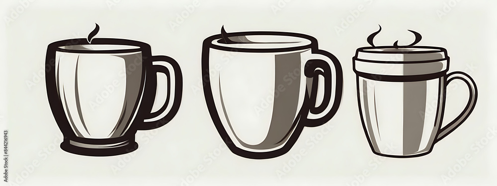 Minimalistic 2d Plain Coffee cup or mug graphics for a logo or a t ...
