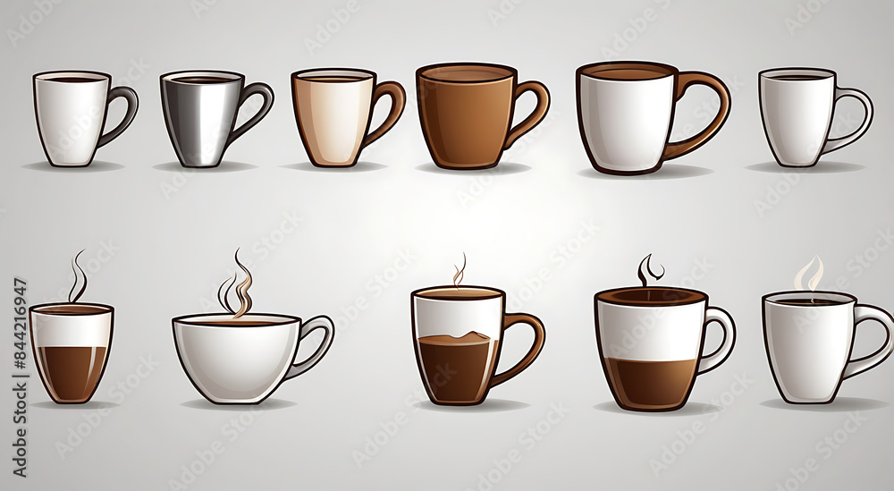 Minimalistic 2d Plain Coffee cup or mug graphics for a logo or a t ...