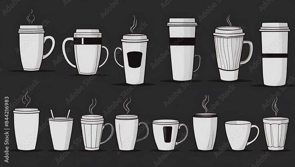 Minimalistic 2d Plain Coffee cup or mug graphics for a logo or a t ...