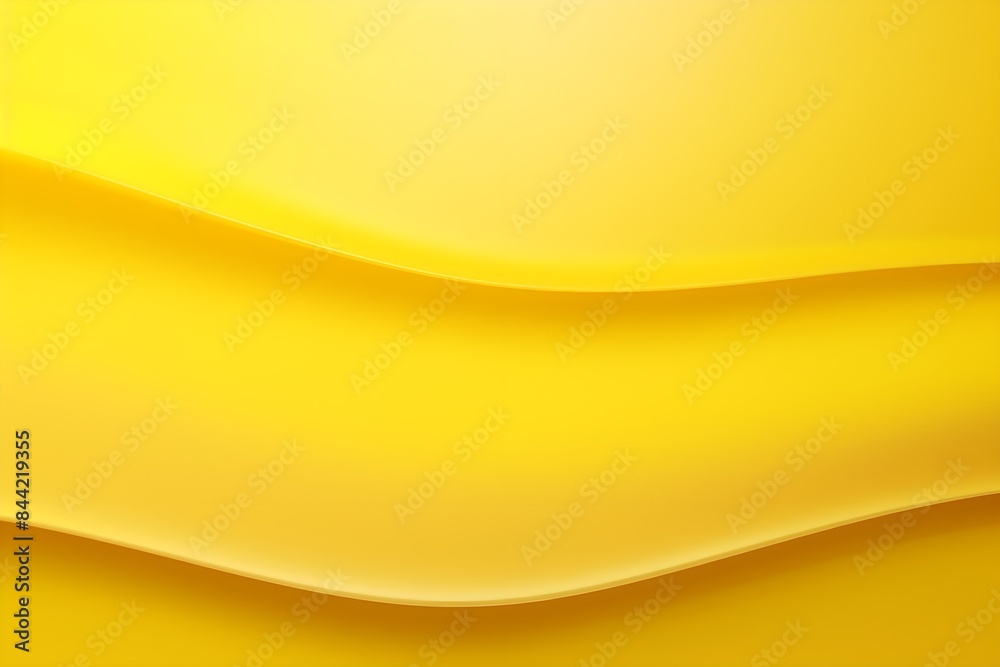 Abstract yellow minimal background with smooth wavy lines flowing on ...