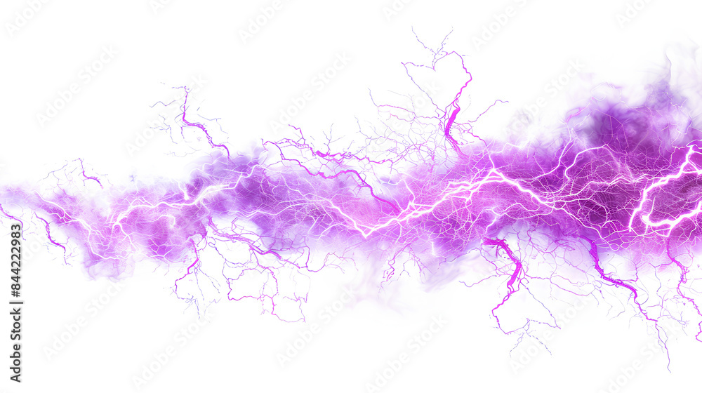 Purple Lightning bolt strike set. Isolated white background. Zeus, God ...