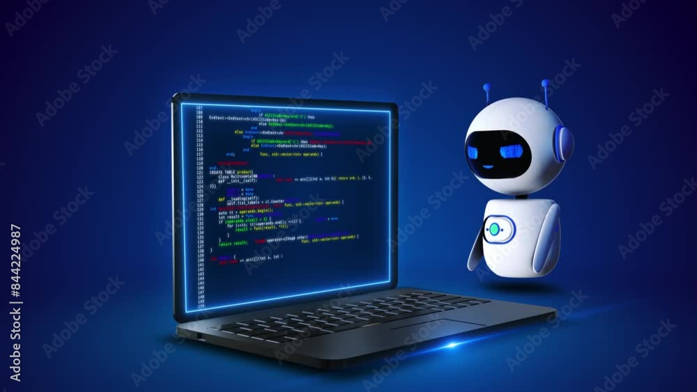 Robot thinking using virtual interface ai chatbot icon data processing Artificial Intelligence ...