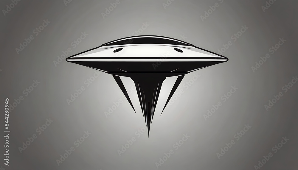 Minimalistic 2d Plain Alien and UFO graphics for a logo or a t-shirt ...