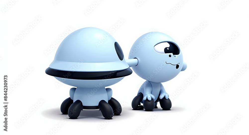 Minimalistic 2d Plain Alien and UFO graphics for a logo or a t-shirt ...