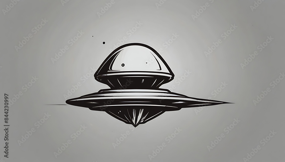 Minimalistic 2d Plain Alien and UFO graphics for a logo or a t-shirt ...