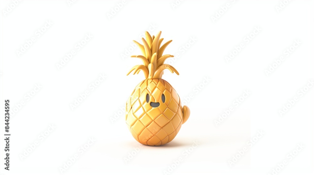 A sweet pineapple emoji with a spiky crown and a golden exterior ...